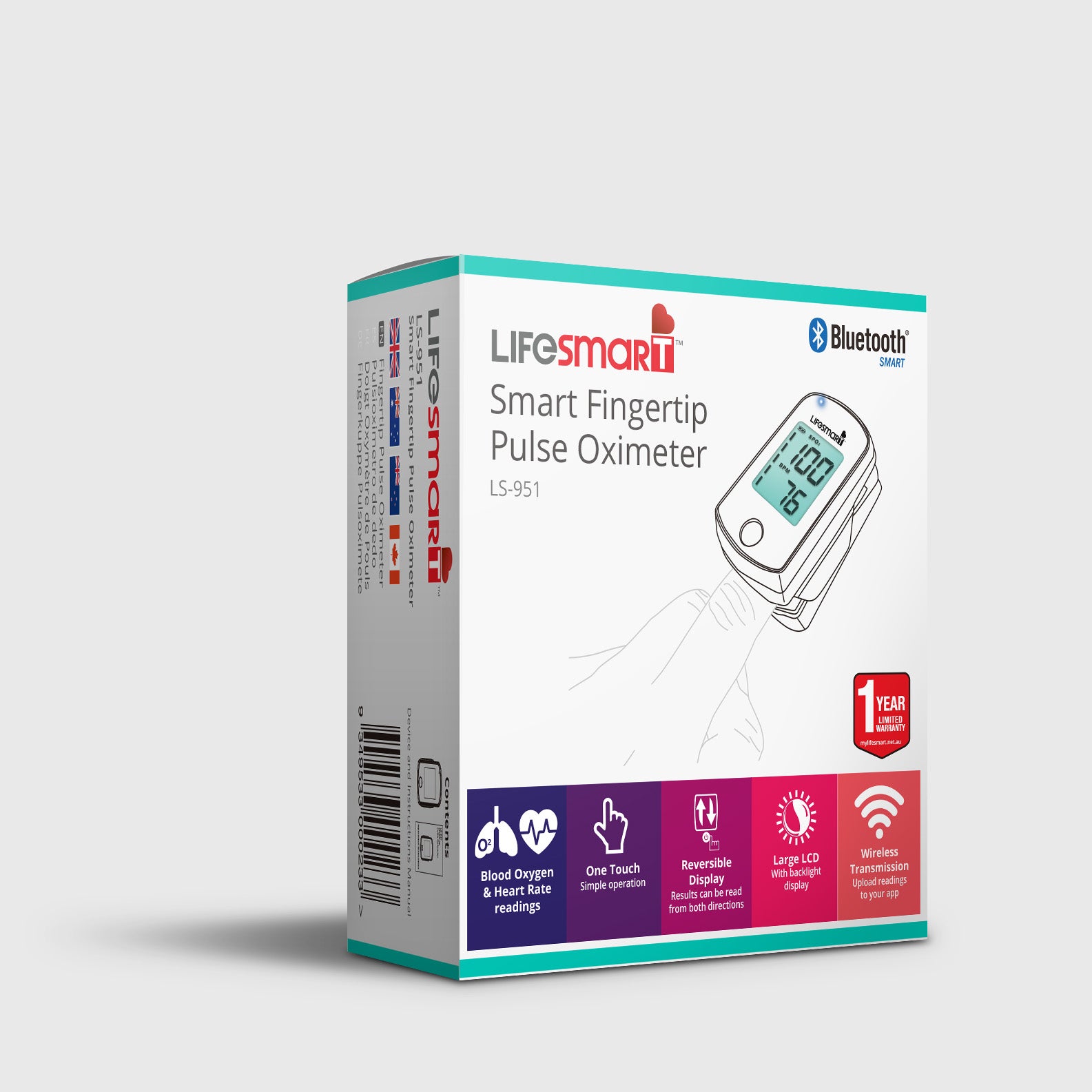 Lifesmart Bluetooth Pulse Oximeter- Black – Oceania Medical New Zealand